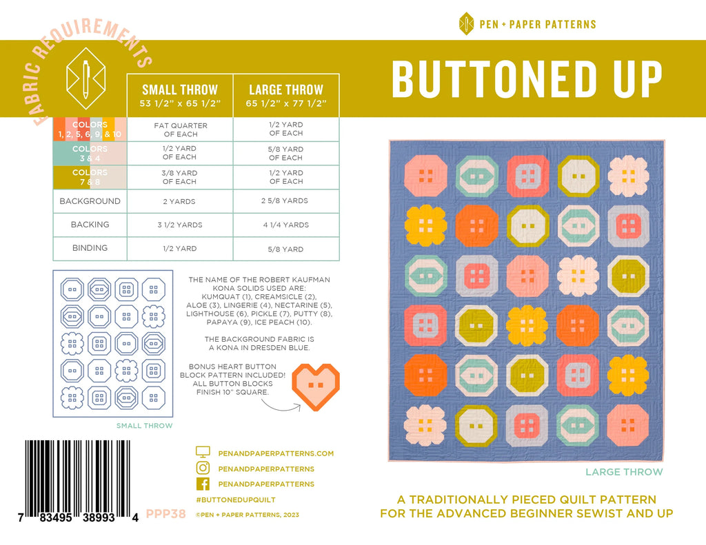 Buttoned Up Quilt Pattern // Pen + Paper Patterns – by & by